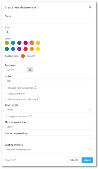 Managing absence types