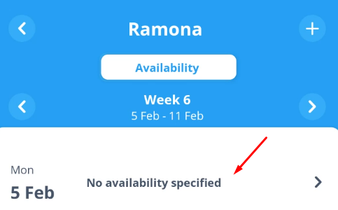 Mobile App My Availability
