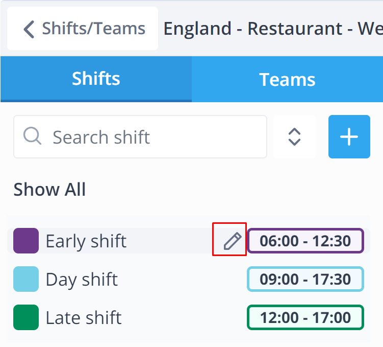 Managing shift types