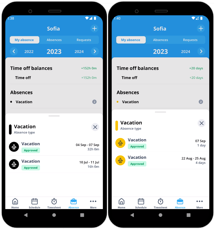 Mobile app: My absence