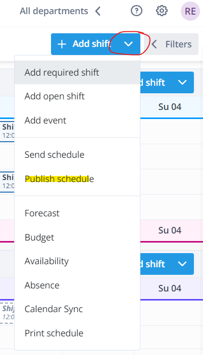 Publishing the schedule